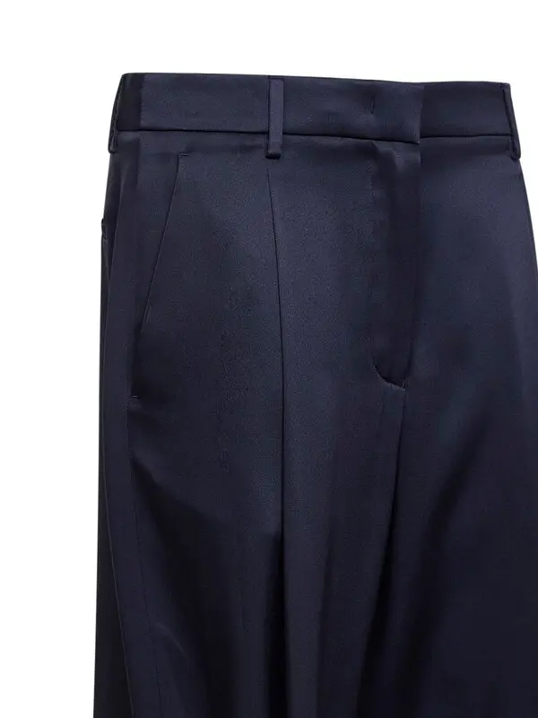 Giorgio Armani Blue Double Silk Satin One-pleat Trousers - Multicolor