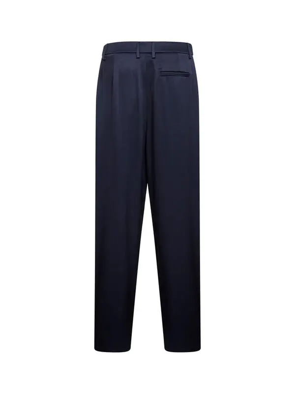 Giorgio Armani Blue Double Silk Satin One-pleat Trousers - Multicolor