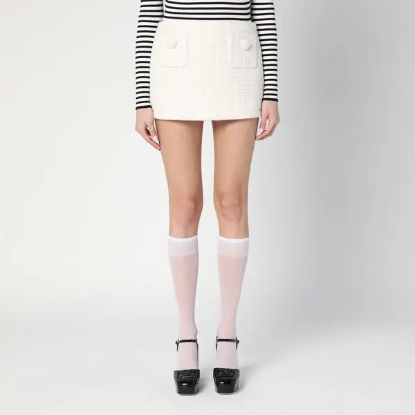 Marc Jacobs Ivory Textured Tweed Mini Skirt - Gray