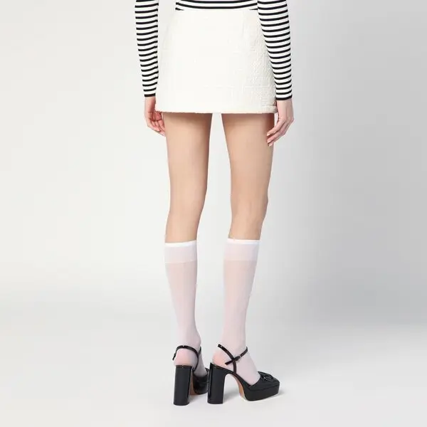 Marc Jacobs Ivory Textured Tweed Mini Skirt - Gray