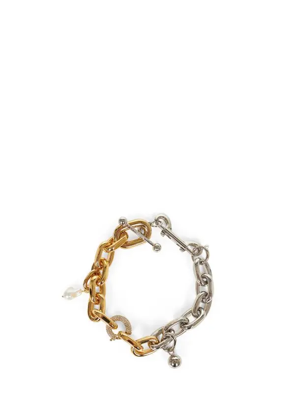 Rabanne Silver And Gold Two-tone Xl Link Necklace With Punk Details - Multicolor