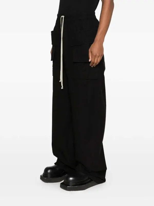Rick Owens Cotton Drawstring Trousers - Black