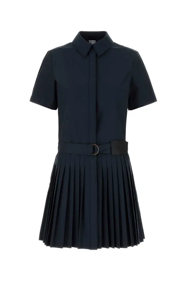 Loewe Navy Cotton Blend Mini Dress - Blue