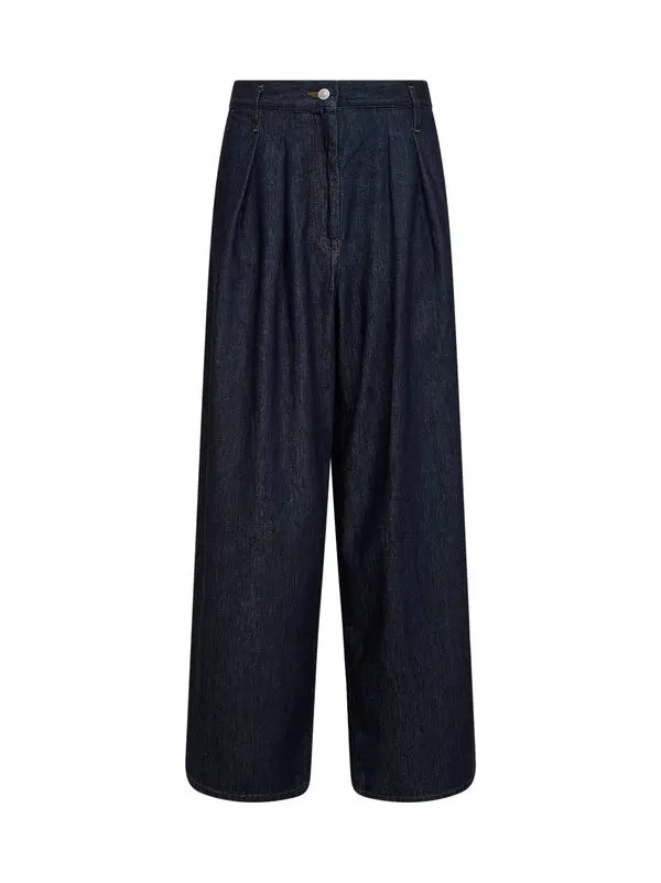 Dries Van Noten Indigo Denim Wide-leg Pleated Jeans - Multicolor