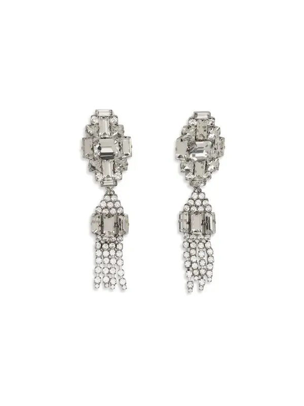 Alessandra Rich Tone Crystal Drop Earrings - Silver