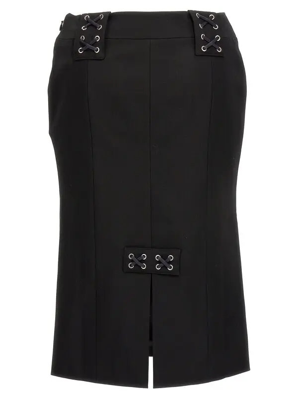 Alessandra Rich Lace-up Wool Blend Skirt