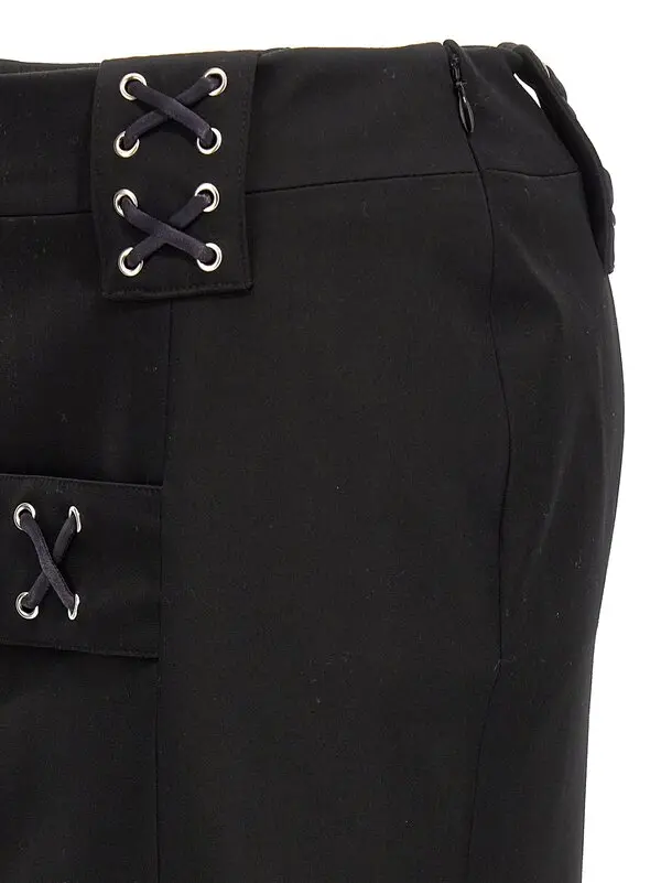 Alessandra Rich Lace-up Wool Blend Skirt