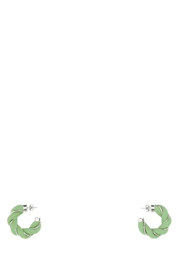 Bottega Veneta Nappa Leather And 925 Silver Earrings - Green
