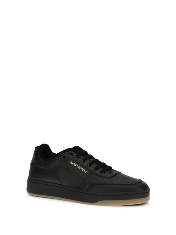 Saint Laurent Calfskin Leather Sneakers - Black