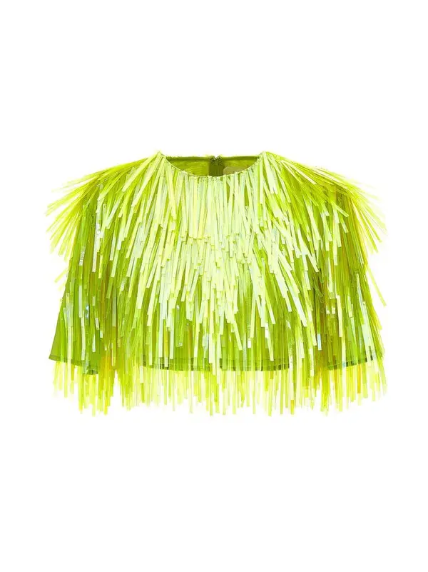 Sportmax Petalo Sequined Cropped Top - Yellow