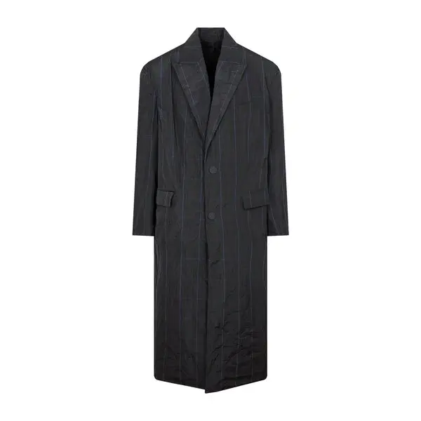 Balenciaga Checked Long Raincoat - Gray