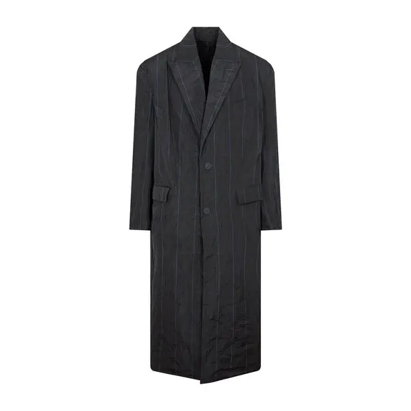 Balenciaga Checked Long Raincoat - Gray