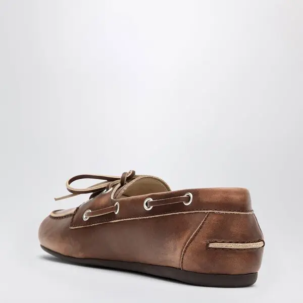 Miu Miu Vintage Effect Leather Loafer - Brown