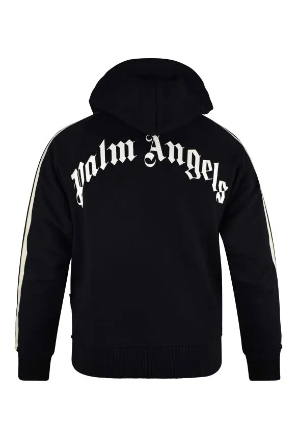 Palm Angels Cotton Hooded Sweatshirt With Contrasting Stripes And Logo Print