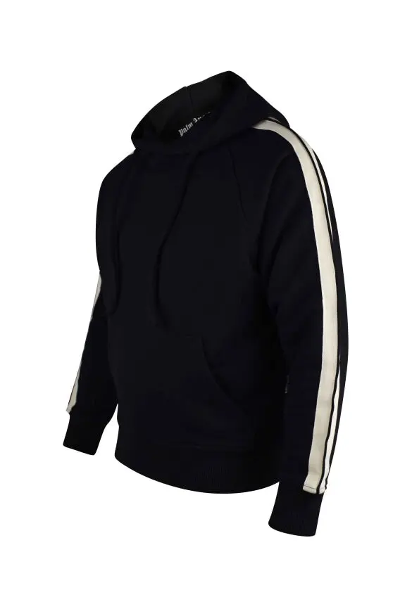 Palm Angels Cotton Hooded Sweatshirt With Contrasting Stripes And Logo Print