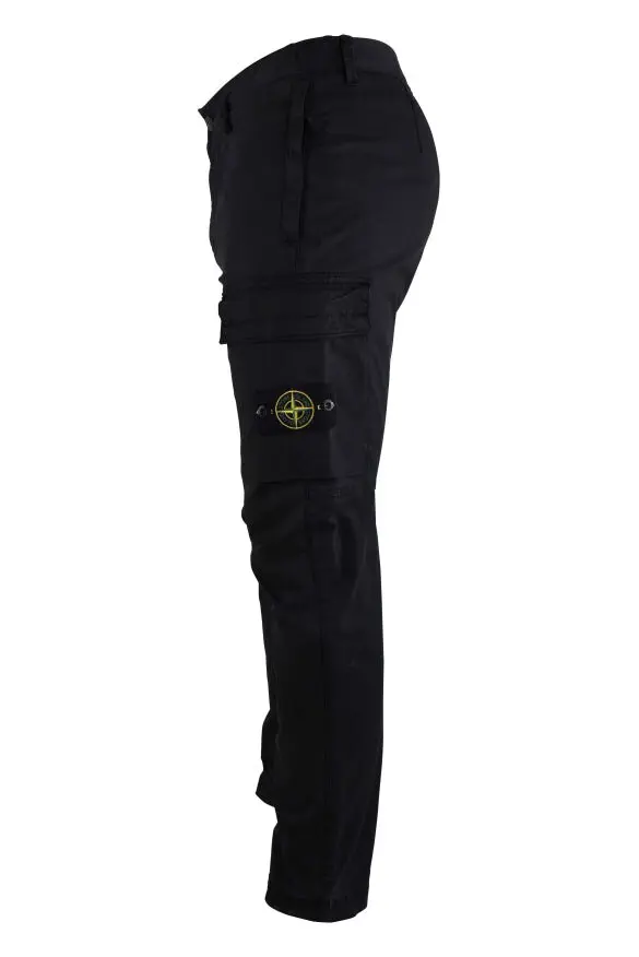 Stone Island Cotton Cargo Pants With Logo Patch - Black