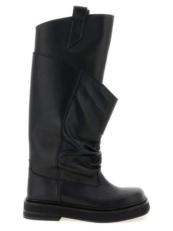 Attico Robin Passeggiata Calf Leather Combat Boots - Black