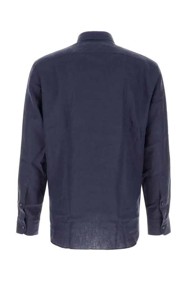 Zegna Navy Linen Shirt - Blue