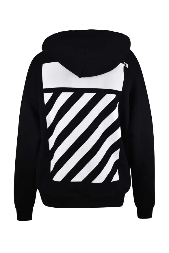 Off-White Hoodie With Diagonal Stripe Detail