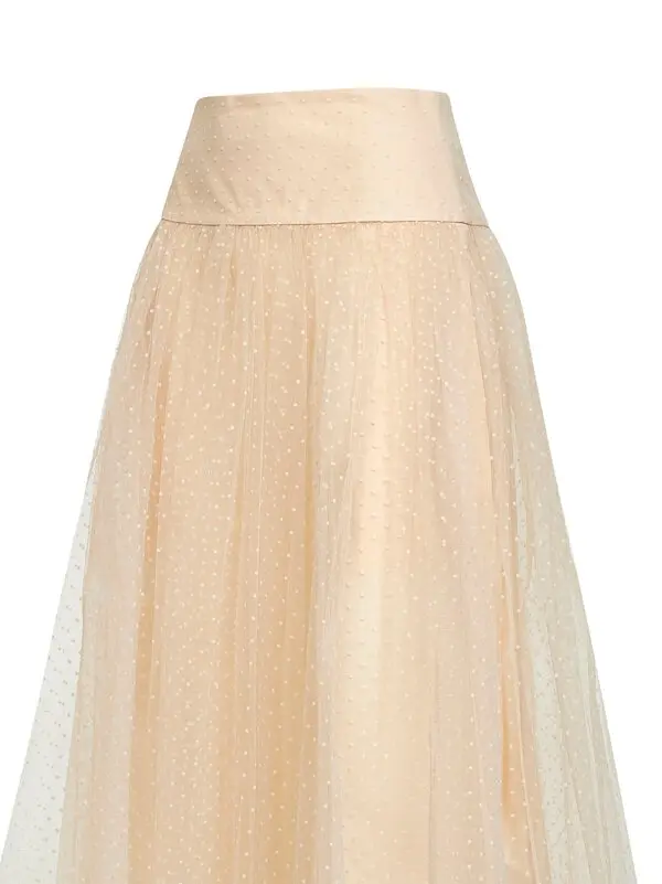 Zimmermann Cream Polka Dot Tulle Midi Skirt - Multicolor