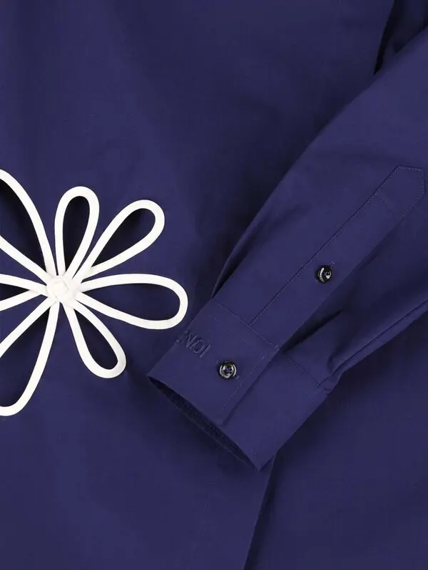 Fendi Embroidered Flower Cotton Shirt - Multicolor