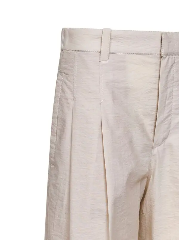 Brunello Cucinelli Techno Poplin Palazzo Trousers With Monili Embroidery - Multicolor