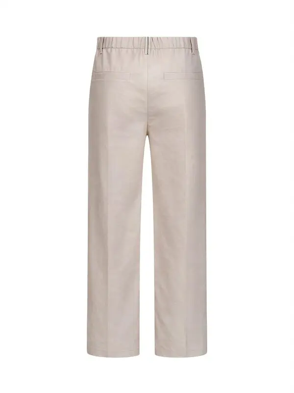 Brunello Cucinelli Techno Poplin Palazzo Trousers With Monili Embroidery - Multicolor