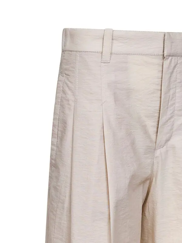 Brunello Cucinelli Techno Poplin Palazzo Trousers With Monili Embroidery - Multicolor