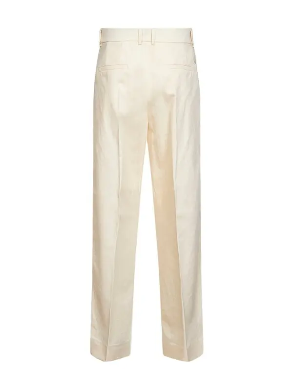 Moncler Natural Cotton Gabardine Wide-leg Tailored Trousers - Multicolor