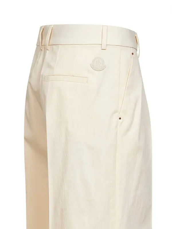 Moncler Natural Cotton Gabardine Wide-leg Tailored Trousers - Multicolor