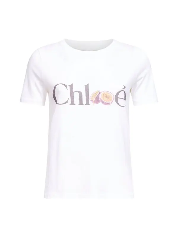 Chloé White Cotton Jersey Baby-fit Logo T-shirt - Multicolor