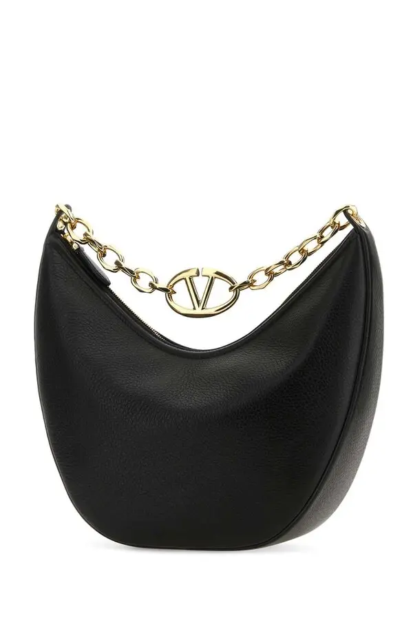 Valentino Garavani Vlogo Moon Hobo Shoulder Bag In Leather - Black