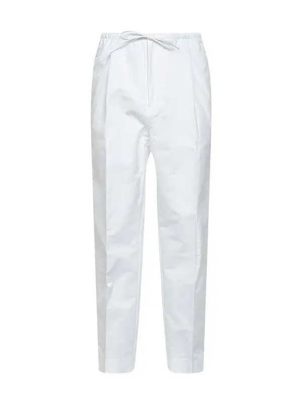 Bottega Veneta White Cotton Poplin Drawstring Trousers - Multicolor