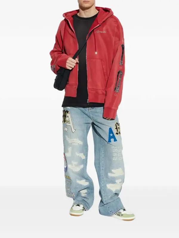 Amiri Varsity Patch Baggy Jeans - Blue