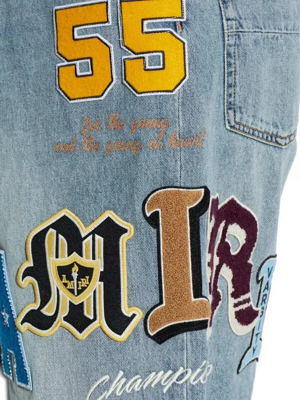 Amiri Varsity Patch Baggy Jeans - Blue