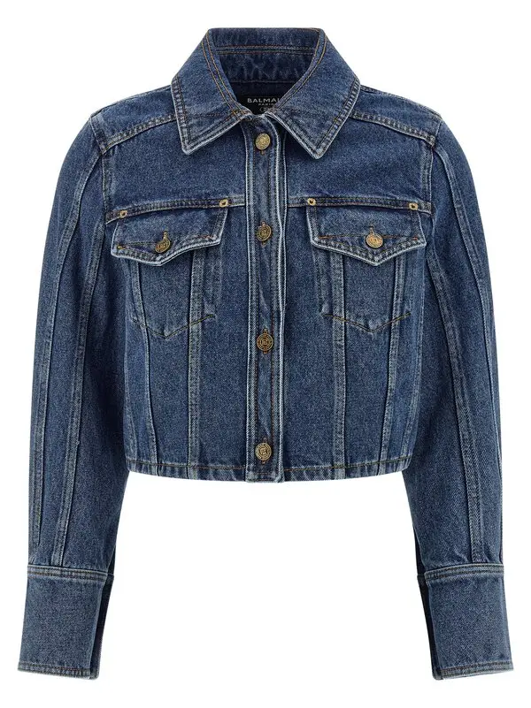 Balmain Cropped Denim Jacket