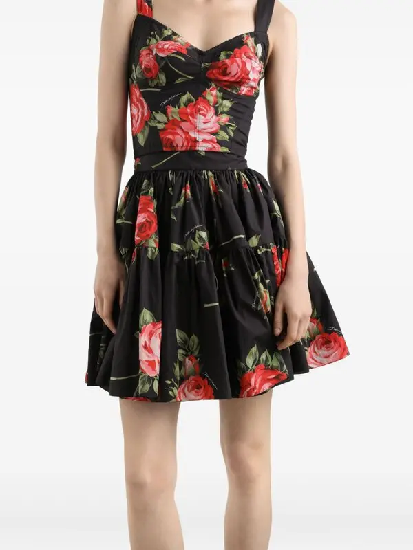 Dolce & Gabbana Roses Bouquet Print Cotton Skirt
