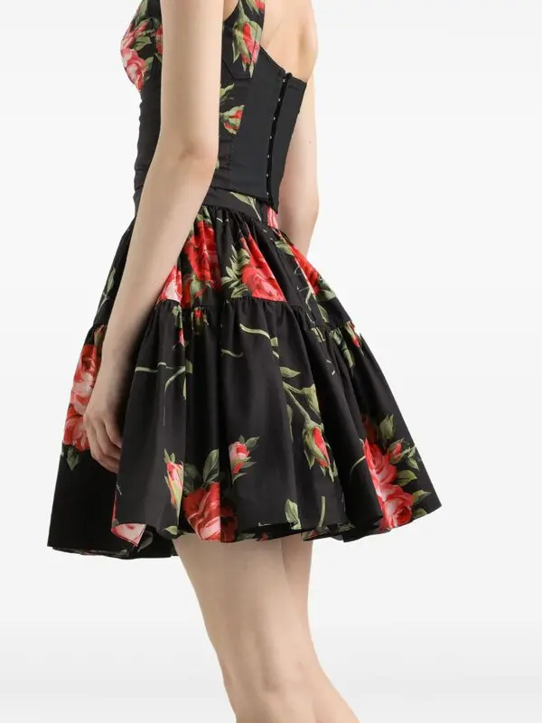 Dolce & Gabbana Roses Bouquet Print Cotton Skirt