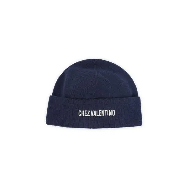 Valentino Garavani Cotton And Wool Beanie With Embroidery - Blue