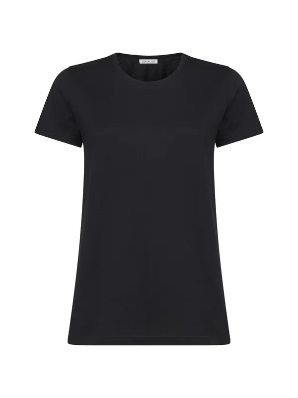 Moncler Black Cotton Jersey Logo Patch T-shirt - Multicolor