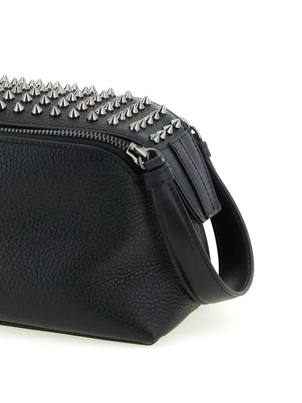 CHRISTIAN LOUBOUTIN Grained Calfskin Leather Pouch With Stud Embellishments