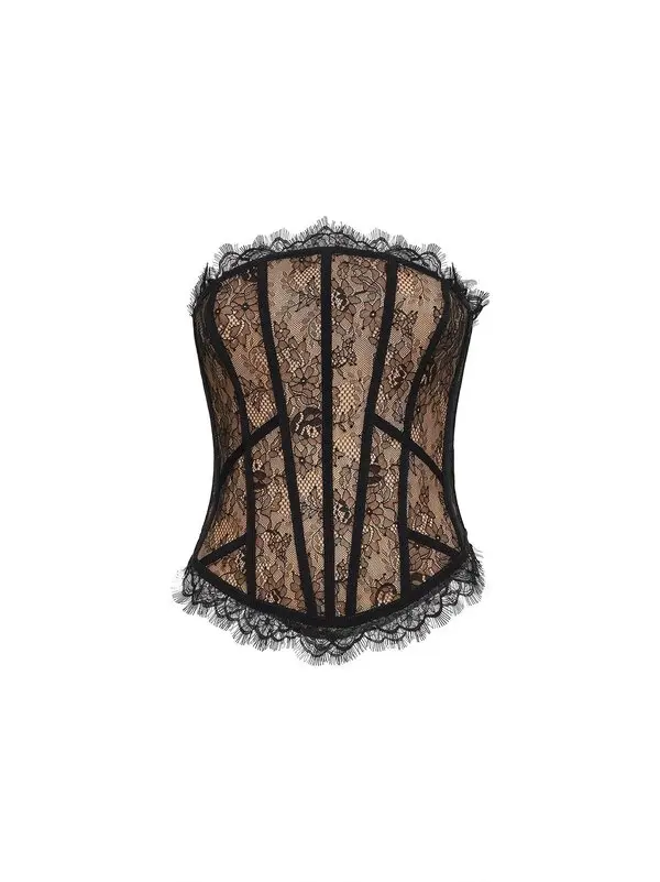 Giuseppe Di Morabito Black Lace Bustier Top - Multicolor
