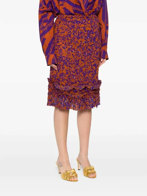 Dries Van Noten Printed Viscose Skirt - Multicolor