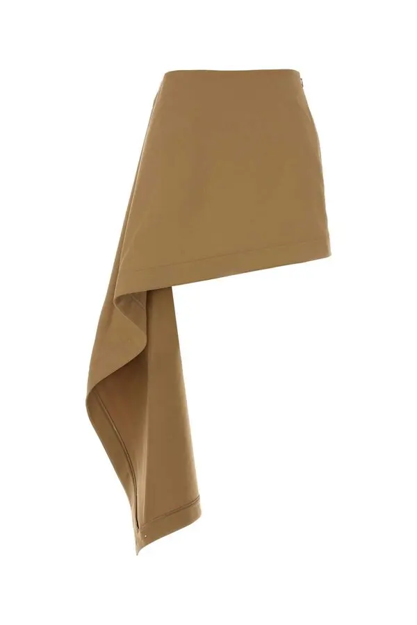 Loewe Beige Cotton Blend Mini Skirt With Draped Detail - Brown
