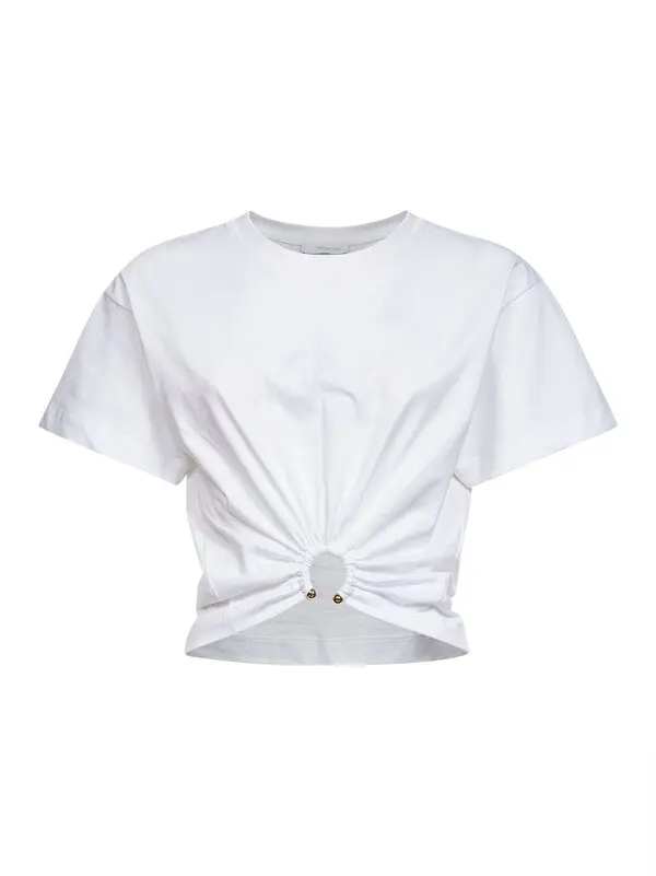Rabanne Cropped T-shirt With Metal Piercing Detail - Multicolor