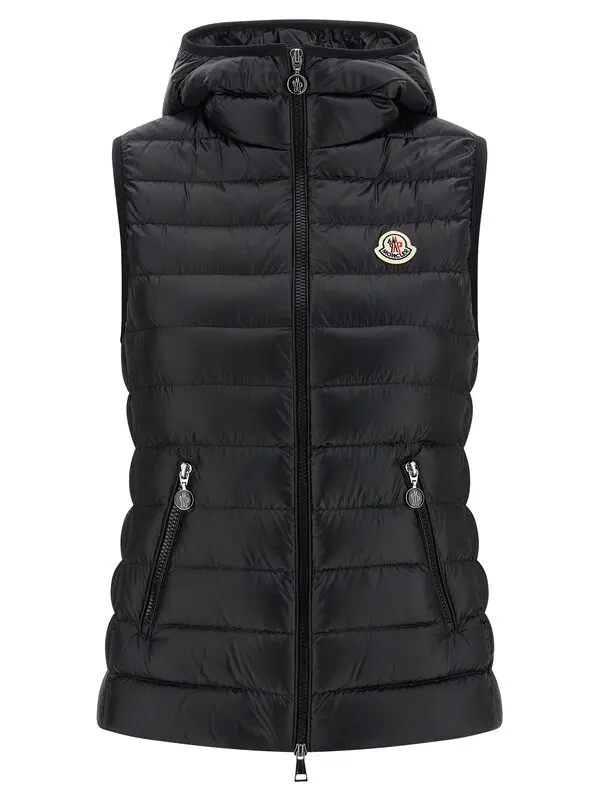 Moncler Glygosse Quilted Goose Feather Padded Vest With Hood - Black