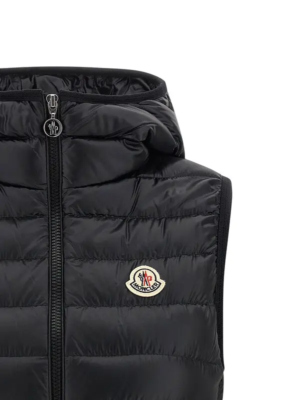 Moncler Glygosse Quilted Goose Feather Padded Vest With Hood - Black