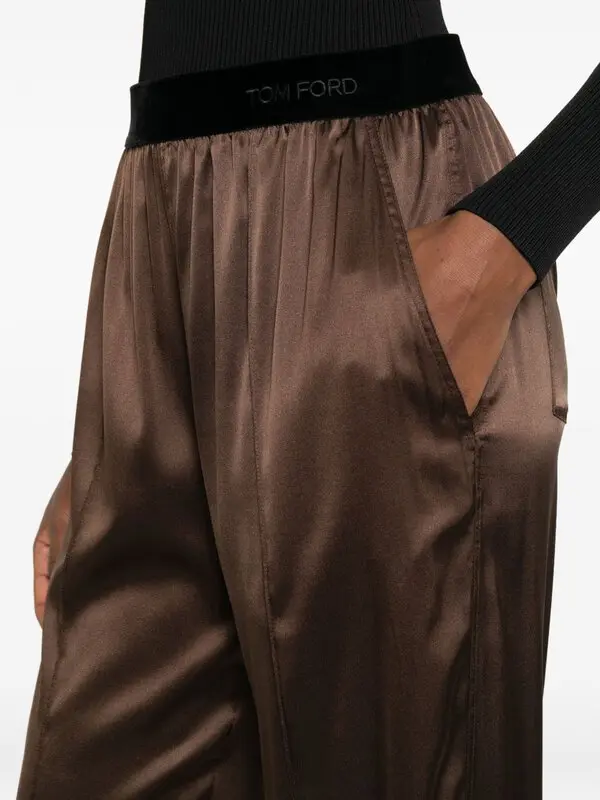 TOM FORD Silk Pajama Trousers With Embroidered Waistband - Multicolor