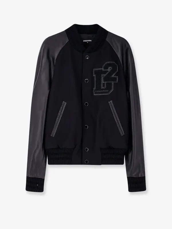 Dsquared2 Wool And Leather Varsity Jacket