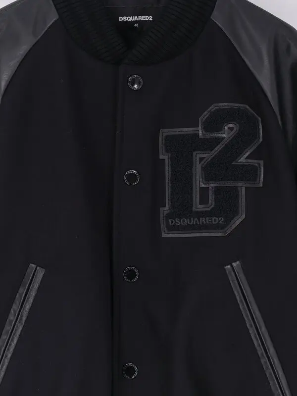 Dsquared2 Wool And Leather Varsity Jacket